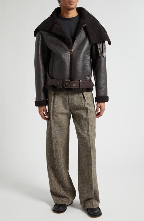 JW ANDERSON Belted Lambskin & Shearling Aviator Jacket